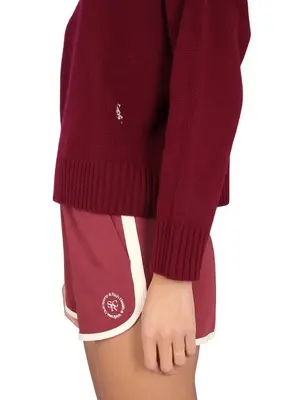 SPORTY  RICH Sporty & Rich Embroidered High Neck Ribbed Knit Sweater