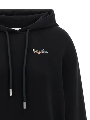 Off-White Arrow-shaped Glass Flower" Print Drawstring Hoodie