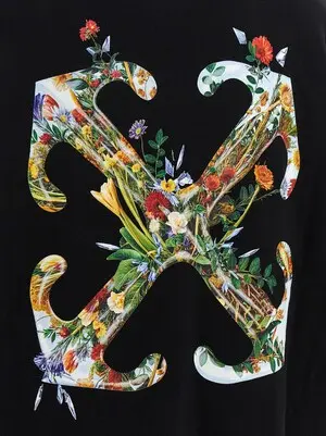 Off-White Arrow-shaped Glass Flower" Print Drawstring Hoodie