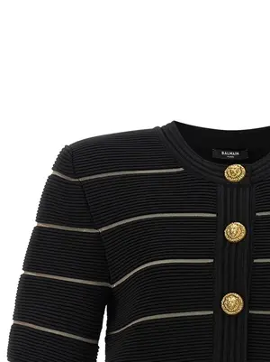 Balmain Striped Cropped Cardigan