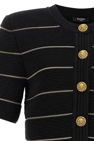 Balmain Striped Cropped Cardigan - No