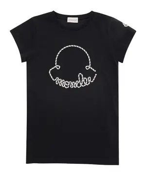 Moncler Logo Printed Crewneck T-shirt Dress - Black