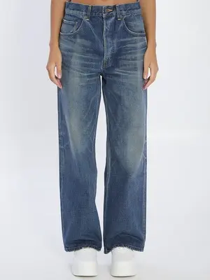 Celine Max Jeans In Dark Union Wash Denim