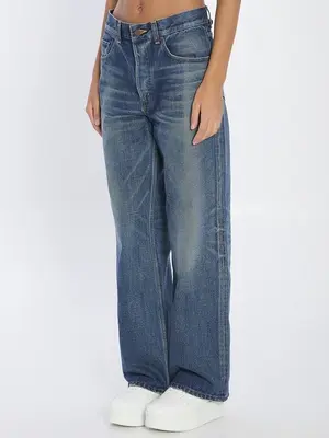 Celine Max Jeans In Dark Union Wash Denim