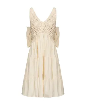 Pinko Maxi Bow Detailed Open Knit Mini Dress
