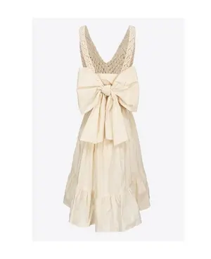 Pinko Maxi Bow Detailed Open Knit Mini Dress