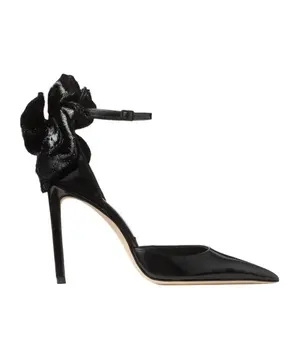 JIMMY CHOO 100mm Marja Bow Ankle-strap Pumps - Black