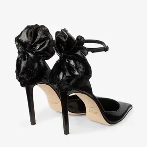 JIMMY CHOO 100mm Marja Bow Ankle-strap Pumps - Black