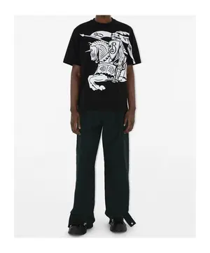 Burberry Logo Printed Crewneck T-shirt - Black