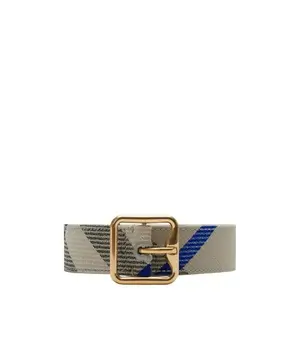 Burberry Tartan Patterned Leather Belt With Engraved Logo Buckle