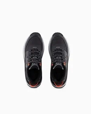 EA7 Logo Printed Lace-up Sneakers - Black