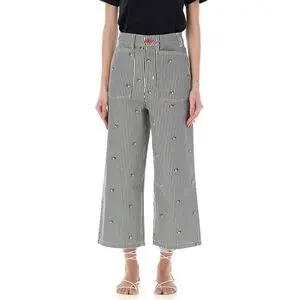 Kenzo Striped Wide-leg Jeans - Gray