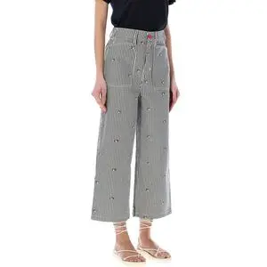 Kenzo Striped Wide-leg Jeans - Gray