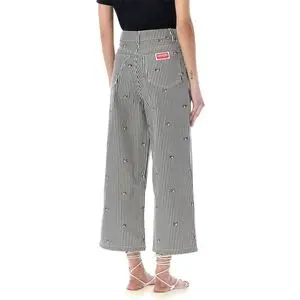 Kenzo Striped Wide-leg Jeans - Gray