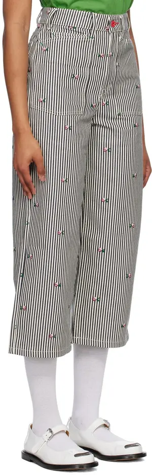 Kenzo Striped Wide-leg Jeans - Gray
