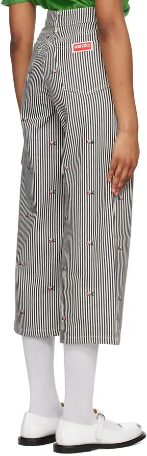 Kenzo Striped Wide-leg Jeans - Gray