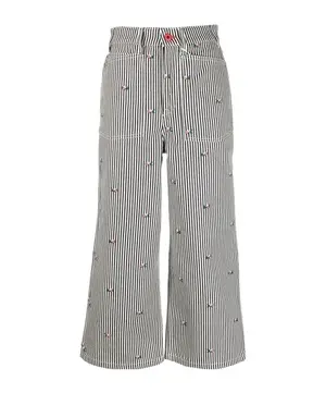 Kenzo Striped Wide-leg Jeans - White