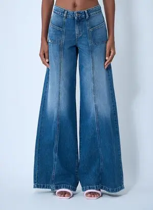 DIESEL® D-aki D-aki Wide Leg Paneled Jeans - Blue