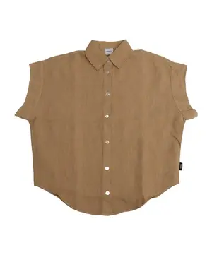 Aspesi Short-sleeve Shirt With Button Closure And Curved Hem
