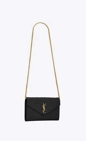 Saint Laurent Monogram Chain Wallet - Black
