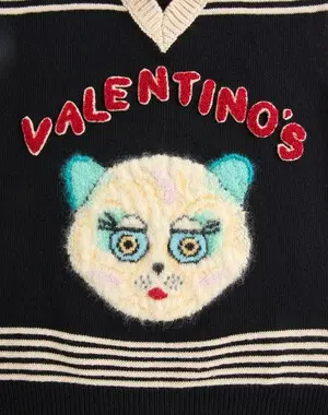 Valentino Garavani Le Chat De La Maison" Embroidered V-neck Gilet