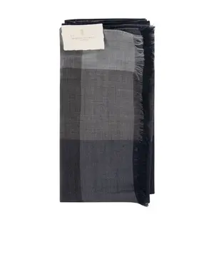 Brunello Cucinelli Checked Cashmere Scarf - Black