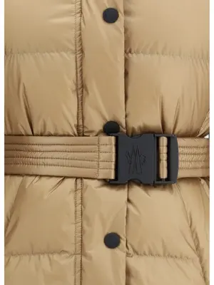 Moncler Bataillouse Padded Jacket With Belt - Camel