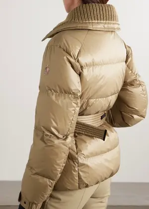 Moncler Bataillouse Padded Jacket With Belt - Light Brown