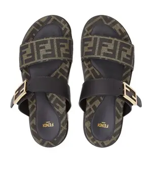 Fendi Ff Motif Slides - Black
