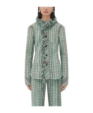 Bottega Veneta Plaid Jacket With Tassel Detail