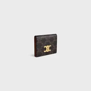 Celine Bi-fold Card Holder Triomphe In Triomphe Canvas - Black