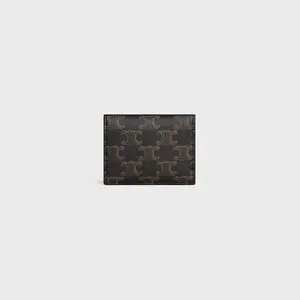 Celine Bi-fold Card Holder Triomphe In Triomphe Canvas - Black