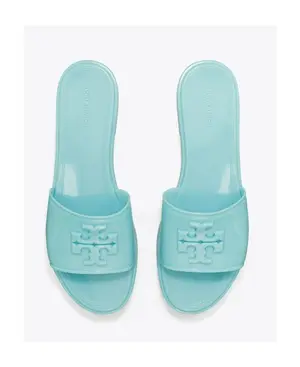 Tory Burch Eleanor Logo Plaque Jelly Slides - Blue