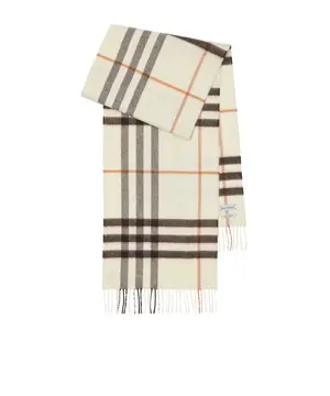 Burberry Check Cashmere Scarf - White