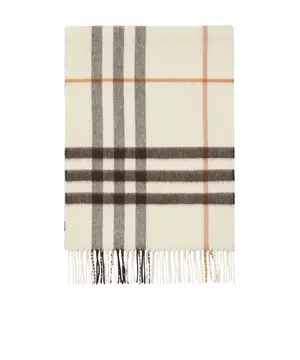 Burberry Check Cashmere Scarf - White