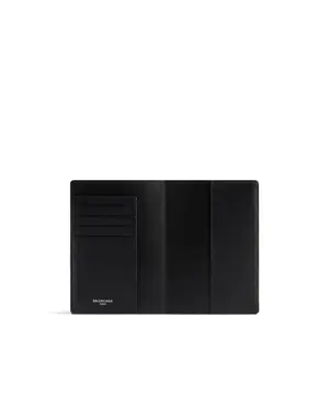 Balenciaga Logo Printed Passport Holder - Black