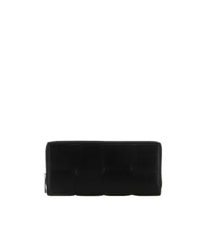 Bottega Veneta Intrecciato Zip Around Wallet - Black