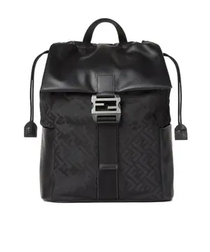 Fendi Flux Ff Motif Drawstring Backpack - Black
