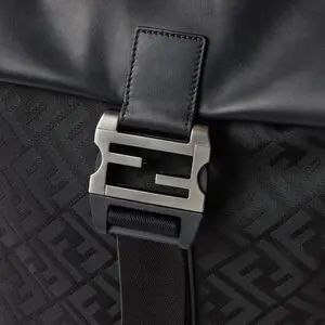 Fendi Flux Ff Motif Drawstring Backpack - Black