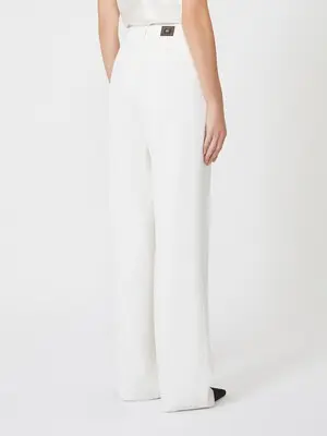 Max Mara Straight Gabardine Wool Trousers - White