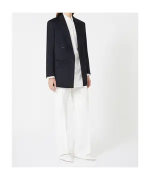 Max Mara Straight Gabardine Wool Trousers - White