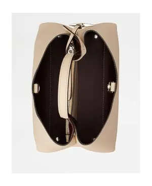 TOD'S Logo Pendant Top Handle Bag - Nude