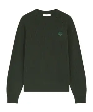 Maison Kitsuné Fox Patch Knitted Jumper - Ranger Green