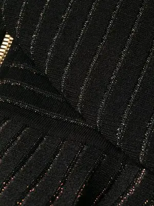 Balmain V-neck Ribbed Knit Mini Dress