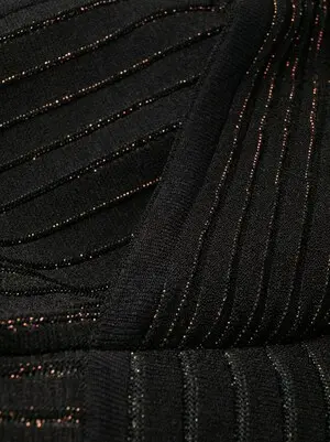 Balmain V-neck Ribbed Knit Mini Dress