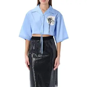 Prada Cropped Floral Print Shirt