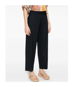 P.a.r.o.s.h Black Pressed-crease Trousers - Navy