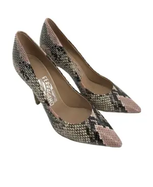 FERRAGAMO Embellished Snakeskin Stiletto Pumps