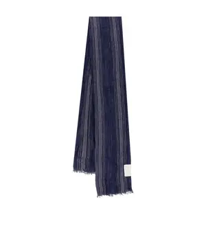 Brunello Cucinelli Stripe Frayed Edge Scarf - Blue