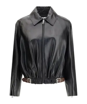 Loewe Elasticated Zipped Leather Jacket - Black
